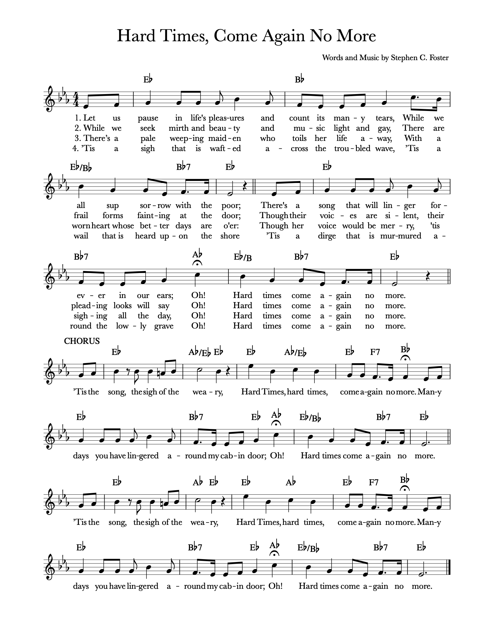 Hard Times, Come Again No More - Liberty ScoreLiberty Score